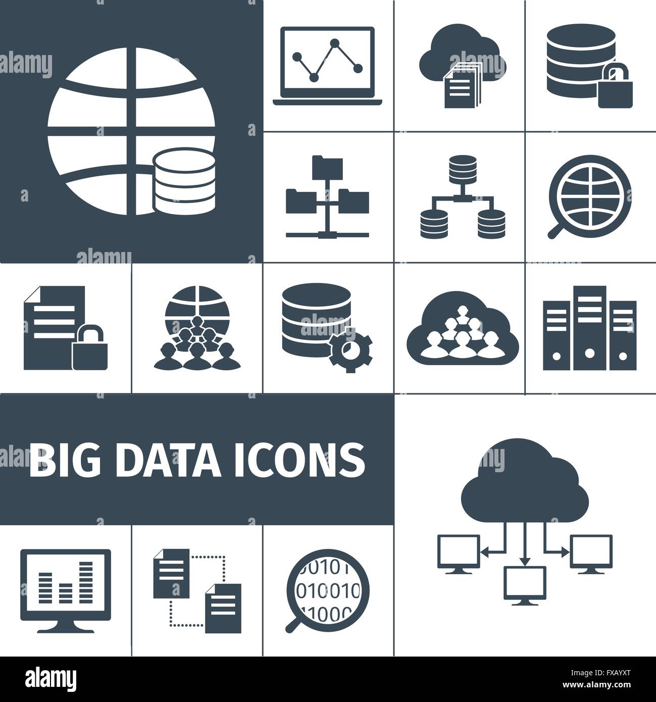 Big data icons black Stock Vector Image & Art - Alamy