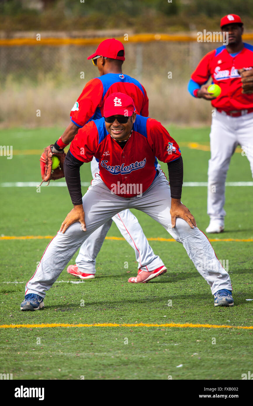 male versus male softball match Stock Photo - Alamy