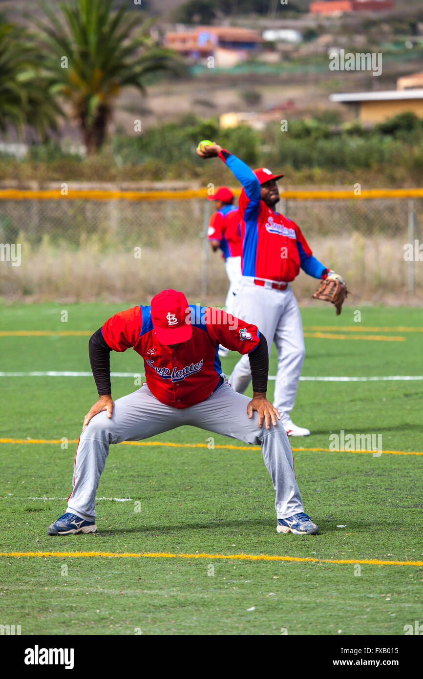 male versus male softball match Stock Photo - Alamy