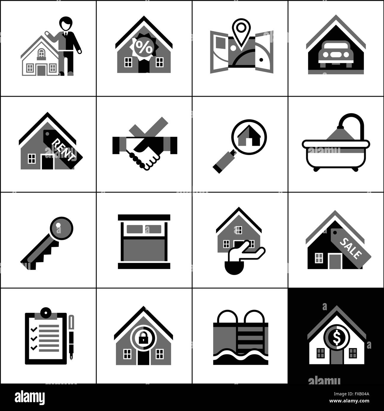 Real Estate Icons Black Stock Vector Image & Art - Alamy