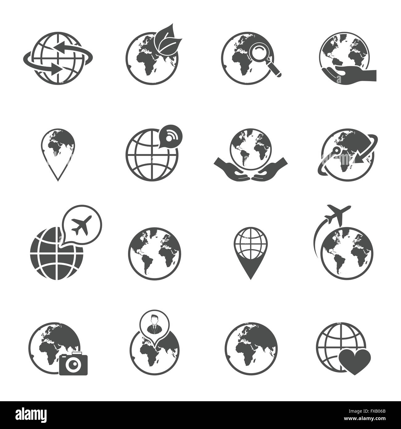 Globe earth icons set Stock Vector Image & Art - Alamy