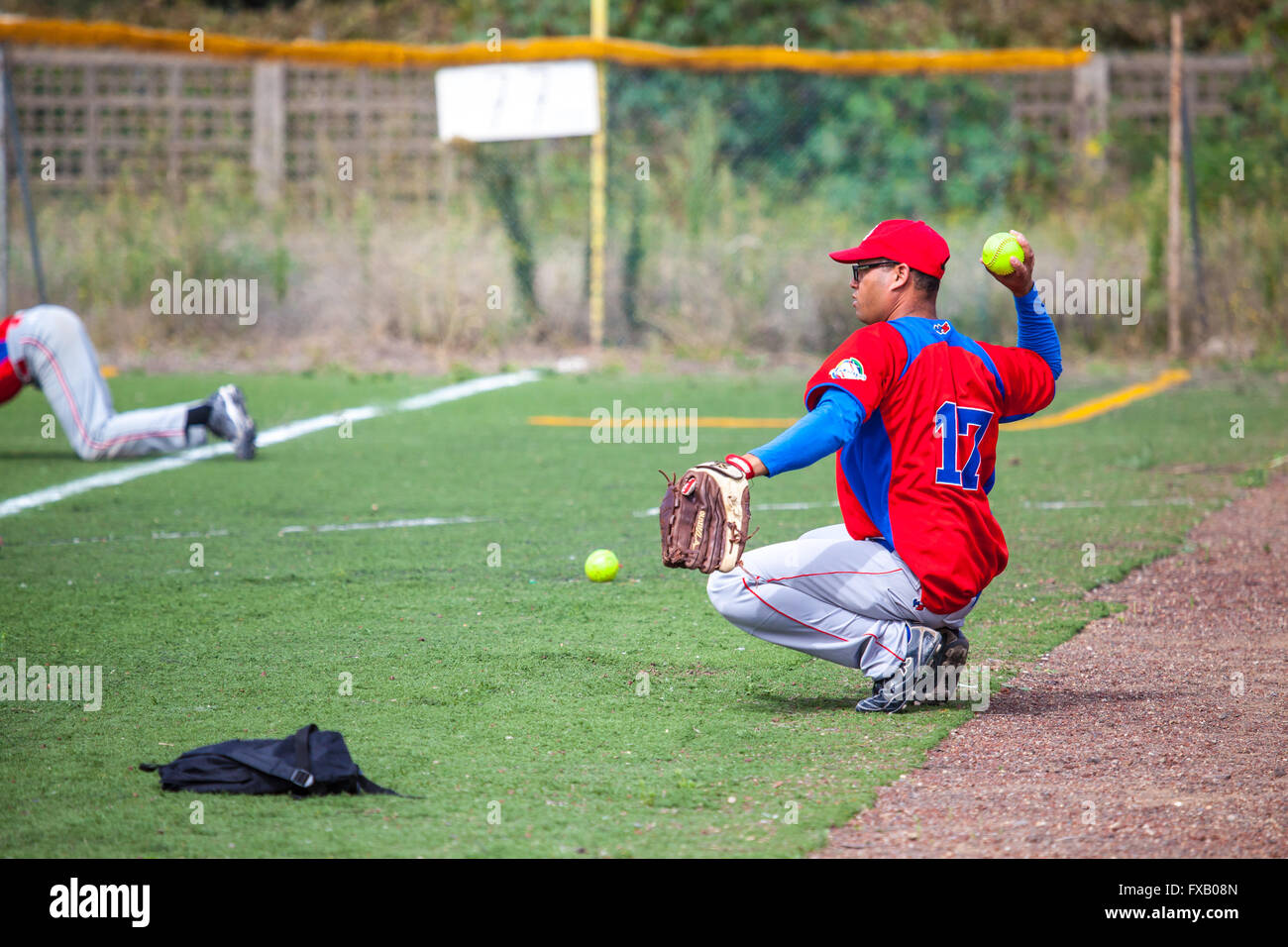 male versus male softball match Stock Photo - Alamy