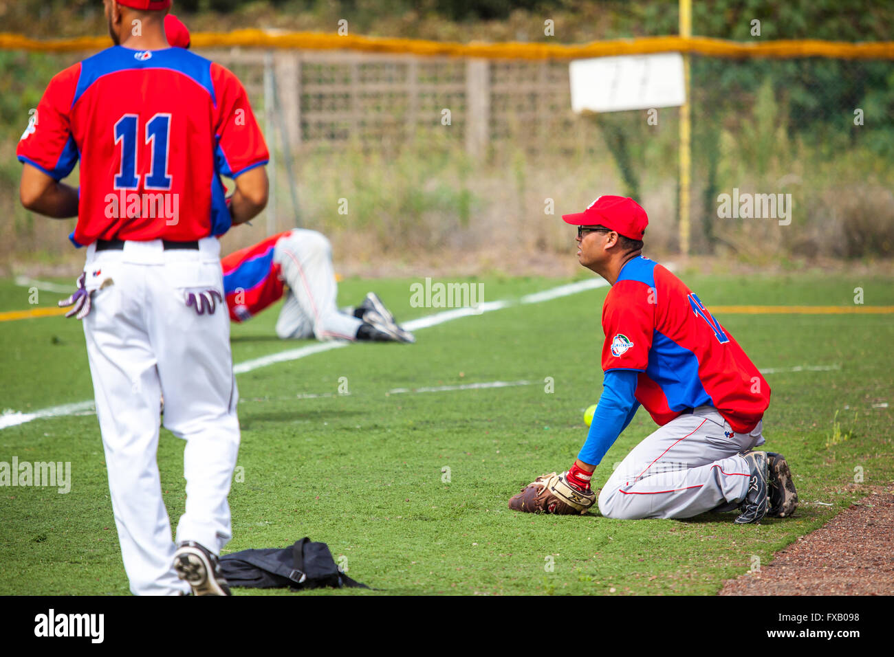 male versus male softball match Stock Photo - Alamy