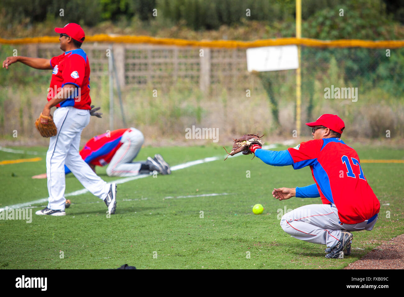 male versus male softball match Stock Photo - Alamy
