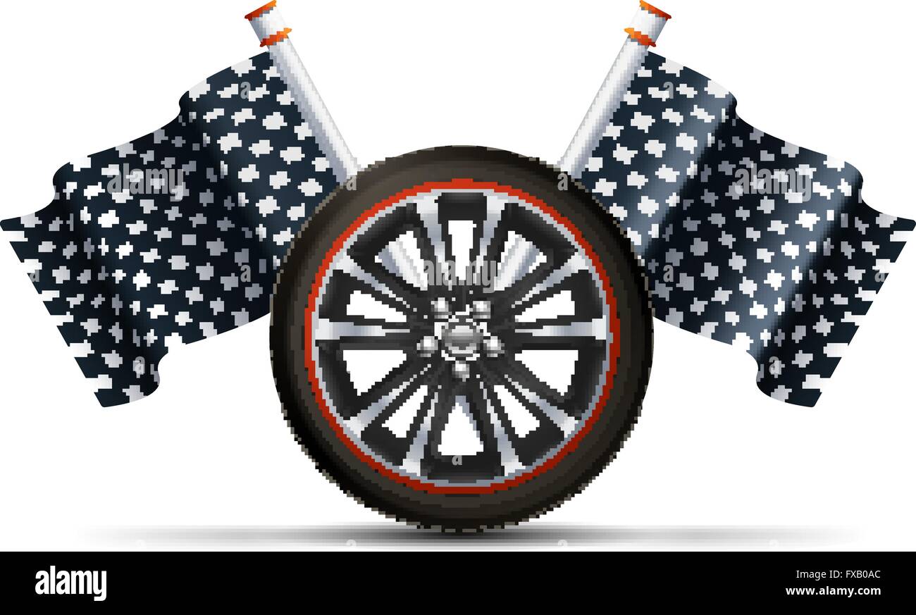 Racing Wheel With Flags Stock Vector Image & Art - Alamy