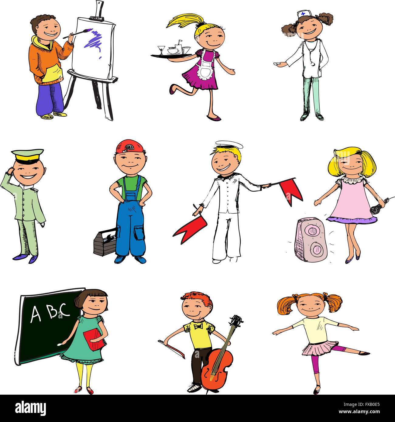 Cartoon people occupations characters set hi-res stock photography and ...