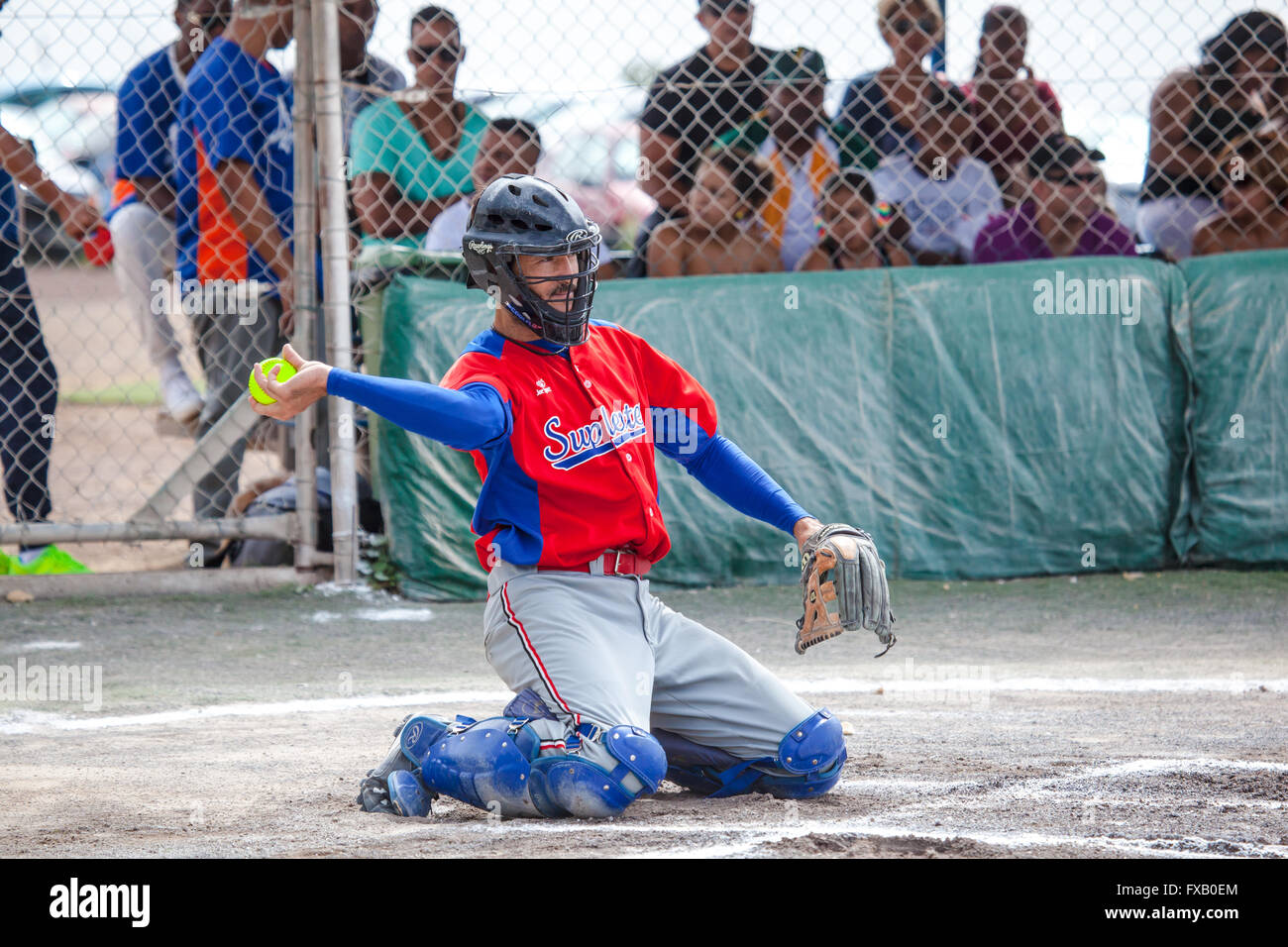 male versus male softball match Stock Photo - Alamy