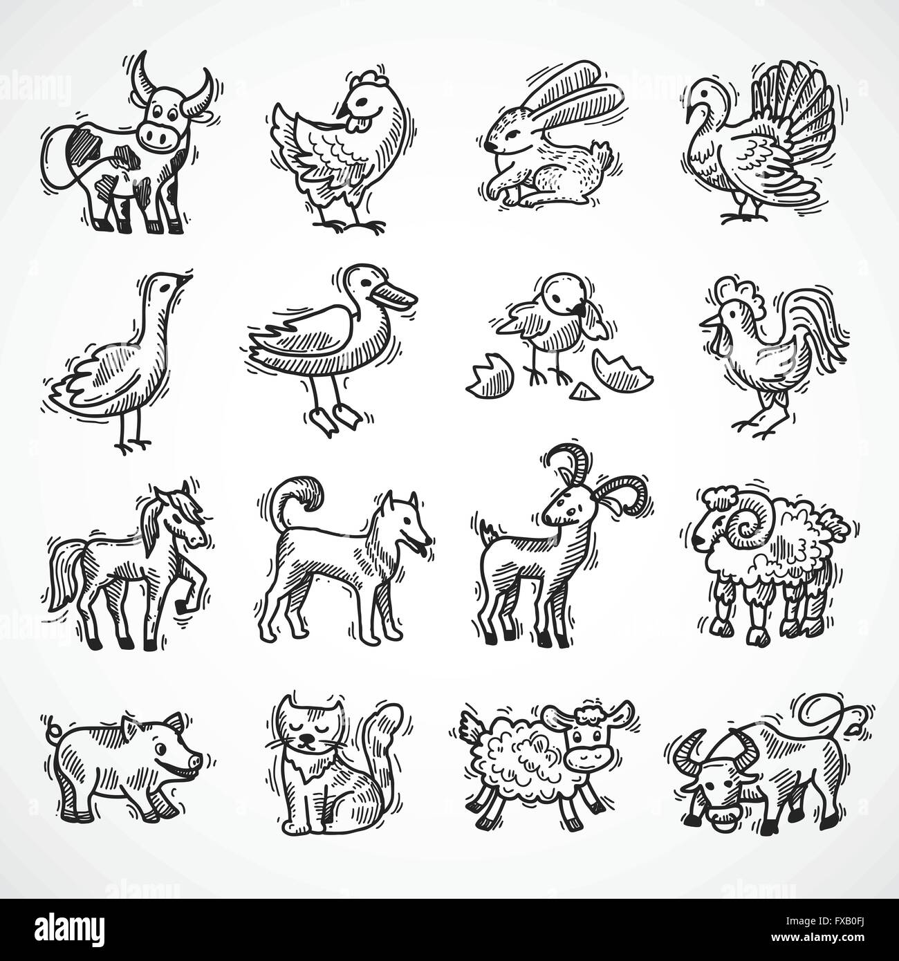 Farm Animals Sketch Stock Vector Image & Art - Alamy
