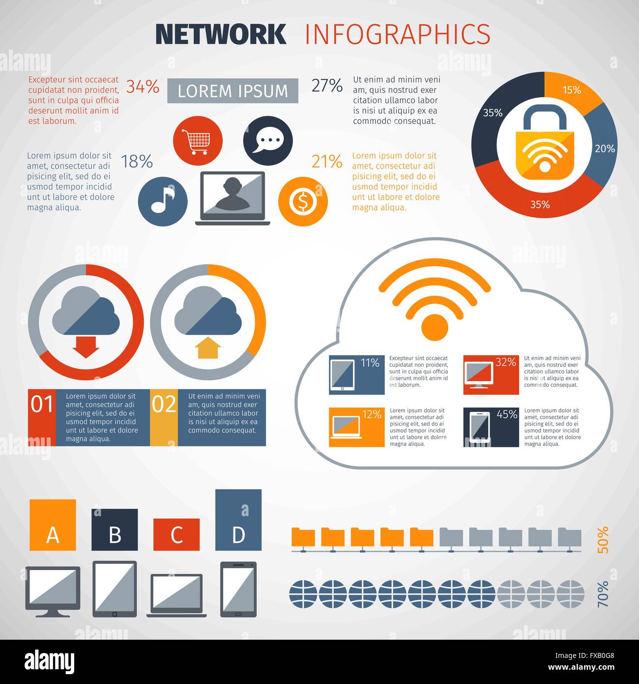 Network Infographics Set Stock Vector Image & Art - Alamy