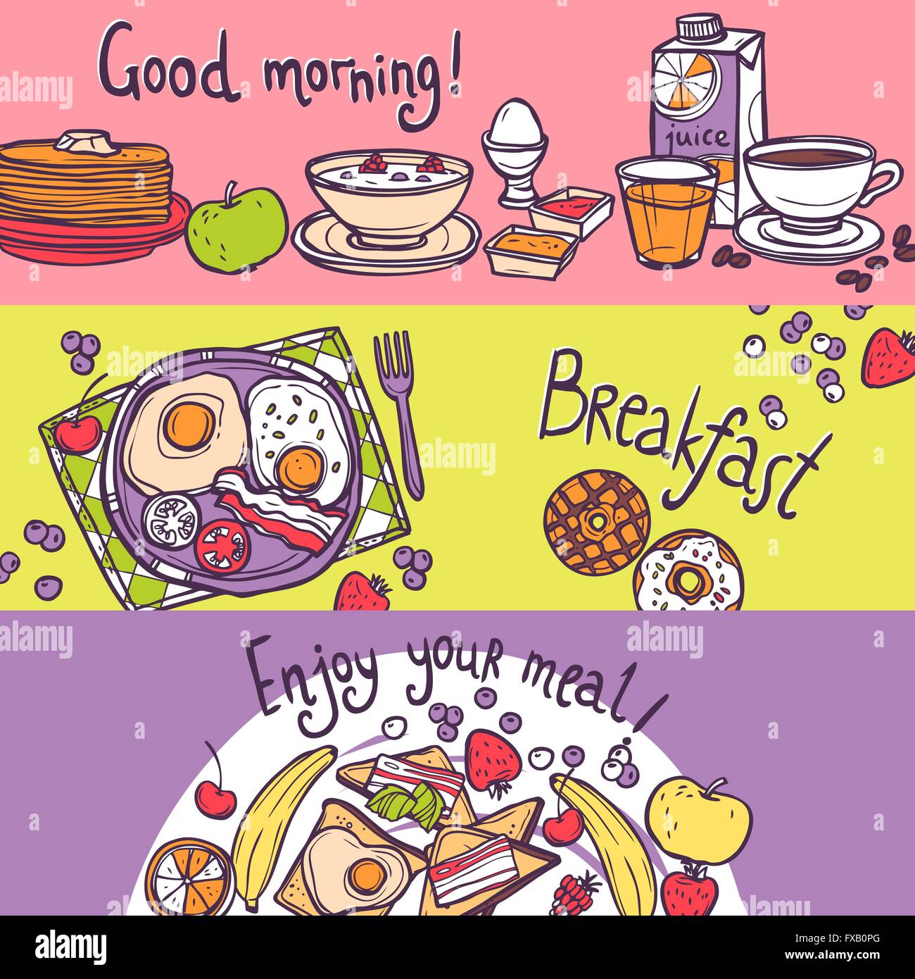Breakfast Banner Set Stock Vector Image & Art - Alamy