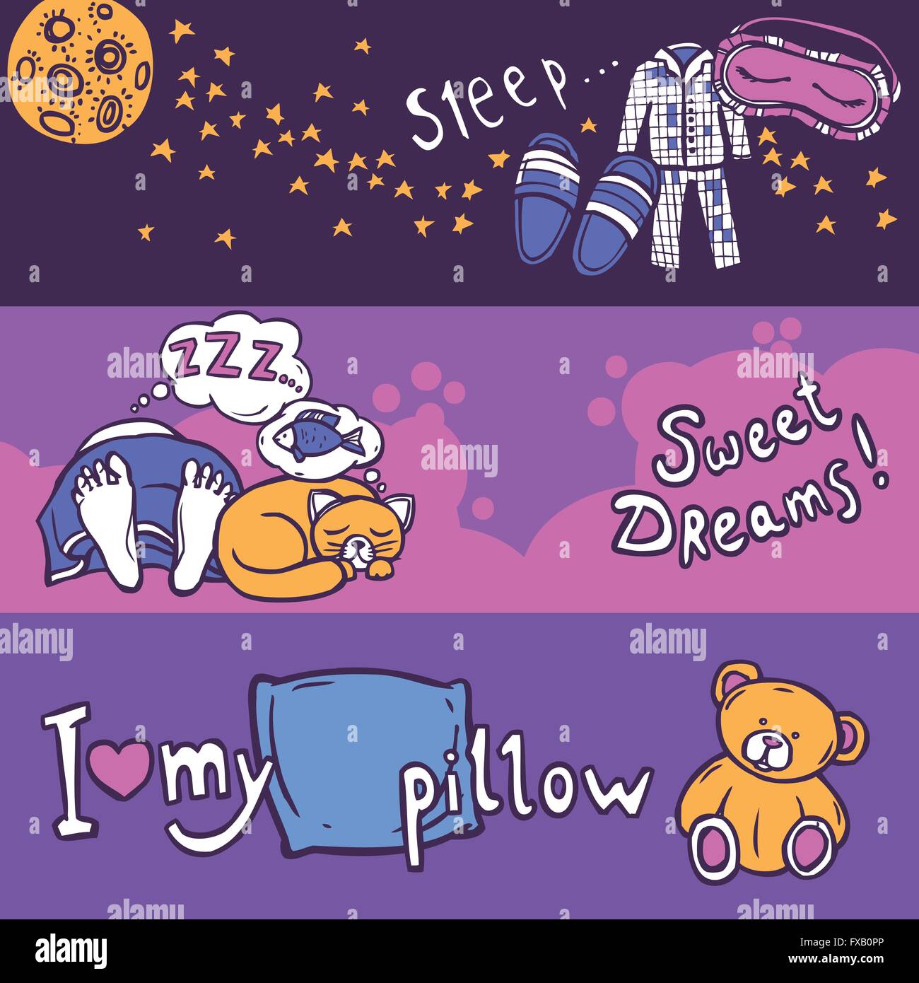 Sleep Time Banner Set Stock Vector Image & Art - Alamy