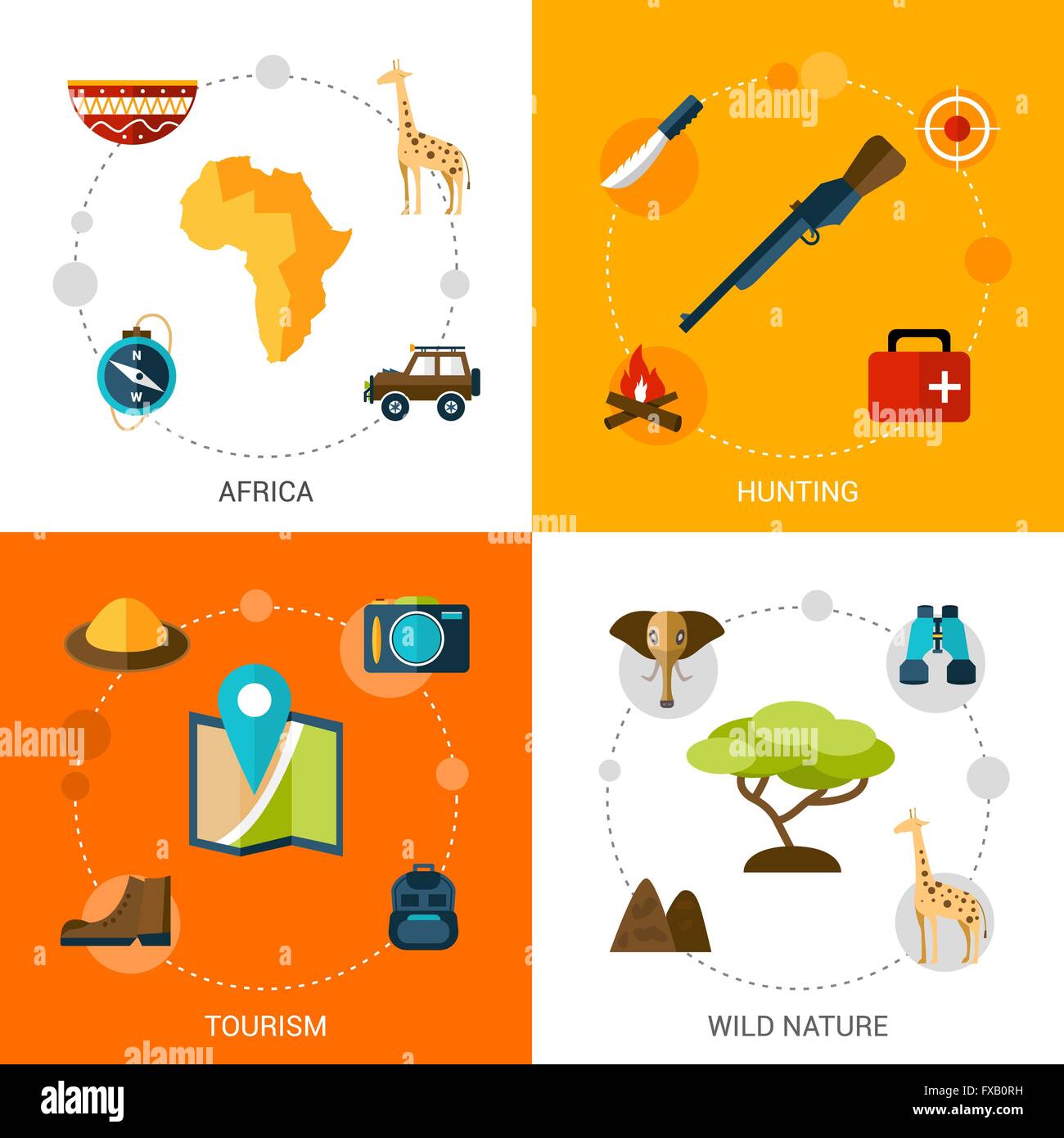 Safari Icons Set Stock Vector Image & Art - Alamy