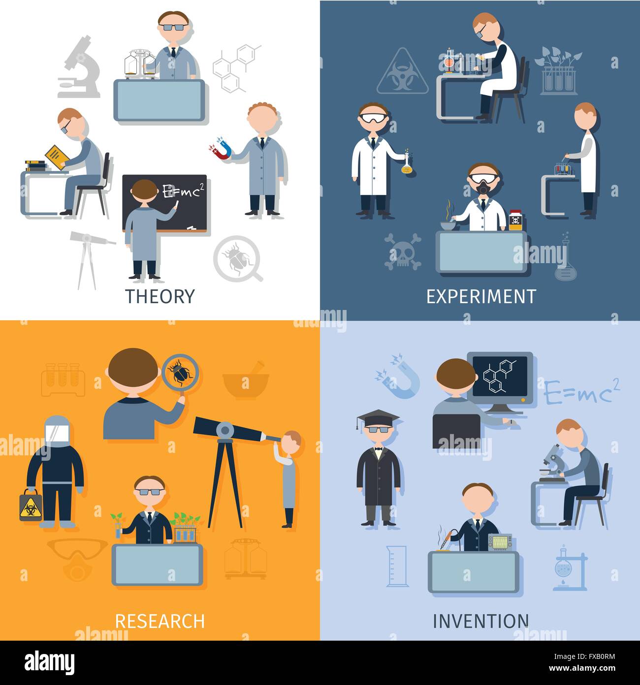 Science Flat Set Stock Vector Image & Art - Alamy