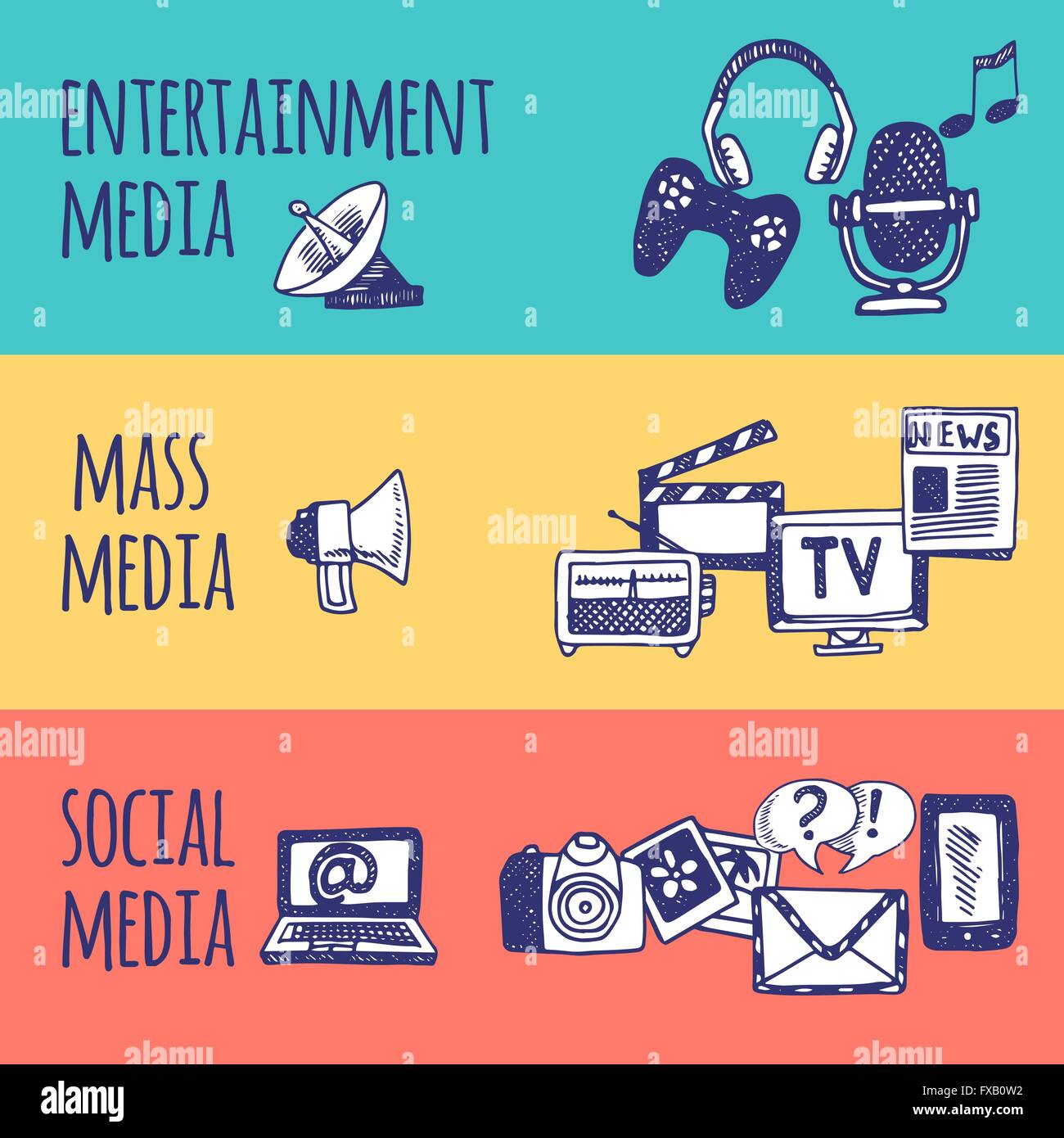 Media Banner Set Stock Vector Image & Art - Alamy
