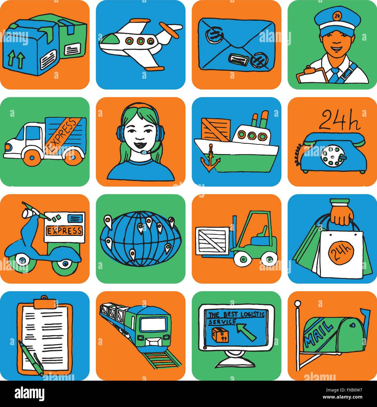 Logistic cartoon icons color Stock Vector Image & Art - Alamy