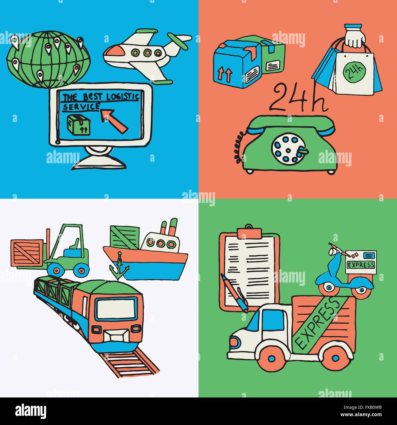 Logistic design concept flat icons Stock Vector Image & Art - Alamy