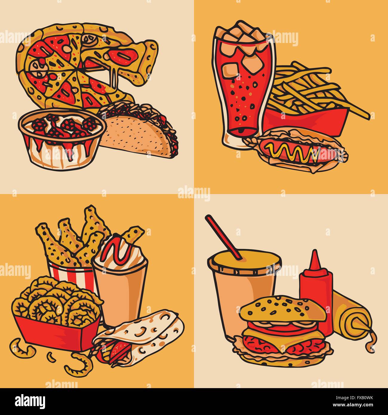 Fast food menu concept flat Stock Vector Image & Art - Alamy