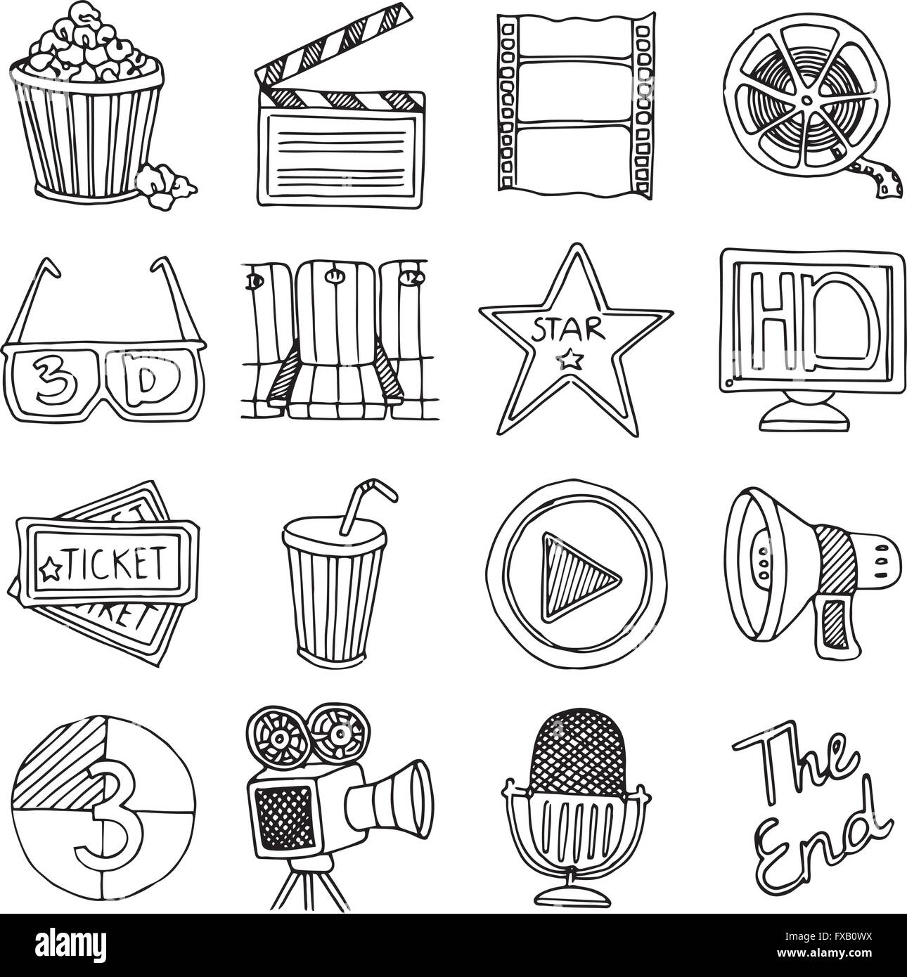 Cinema movie vintage icons set Stock Vector Image & Art - Alamy