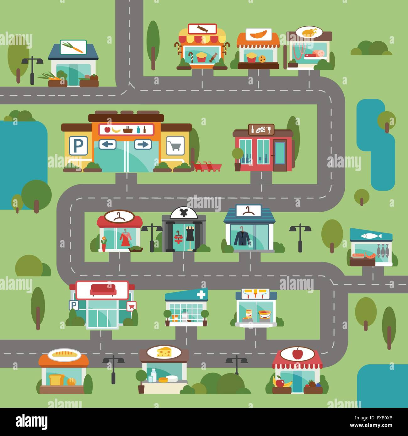 Store Building Road Stock Vector Image & Art - Alamy