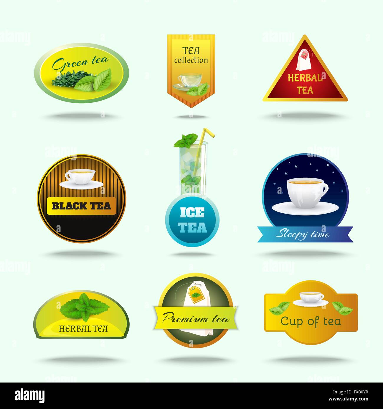 Tea Labels Set Stock Vector Image & Art - Alamy
