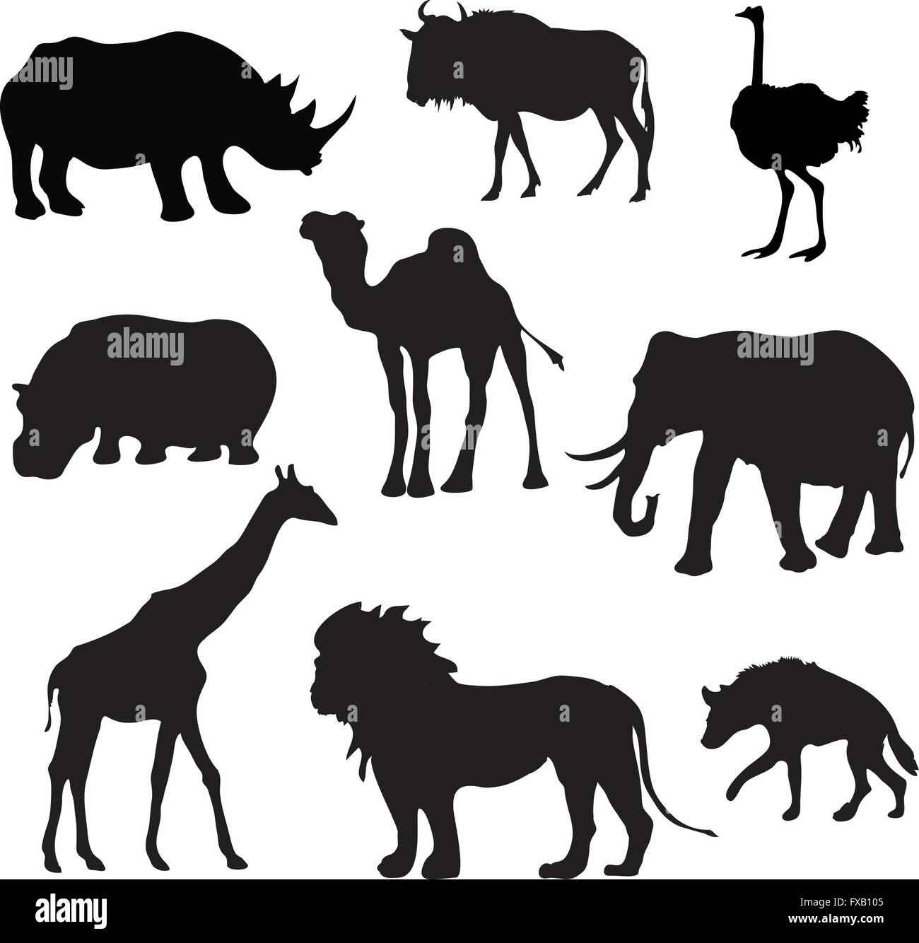 Wild African Animals Black Stock Vector Image & Art - Alamy