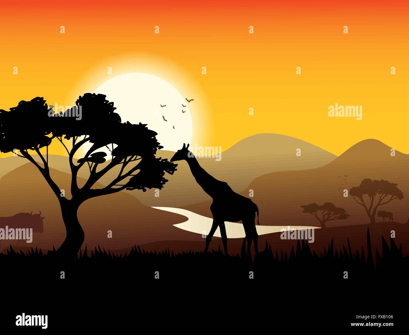 African Landscape Poster Stock Vector Image & Art - Alamy