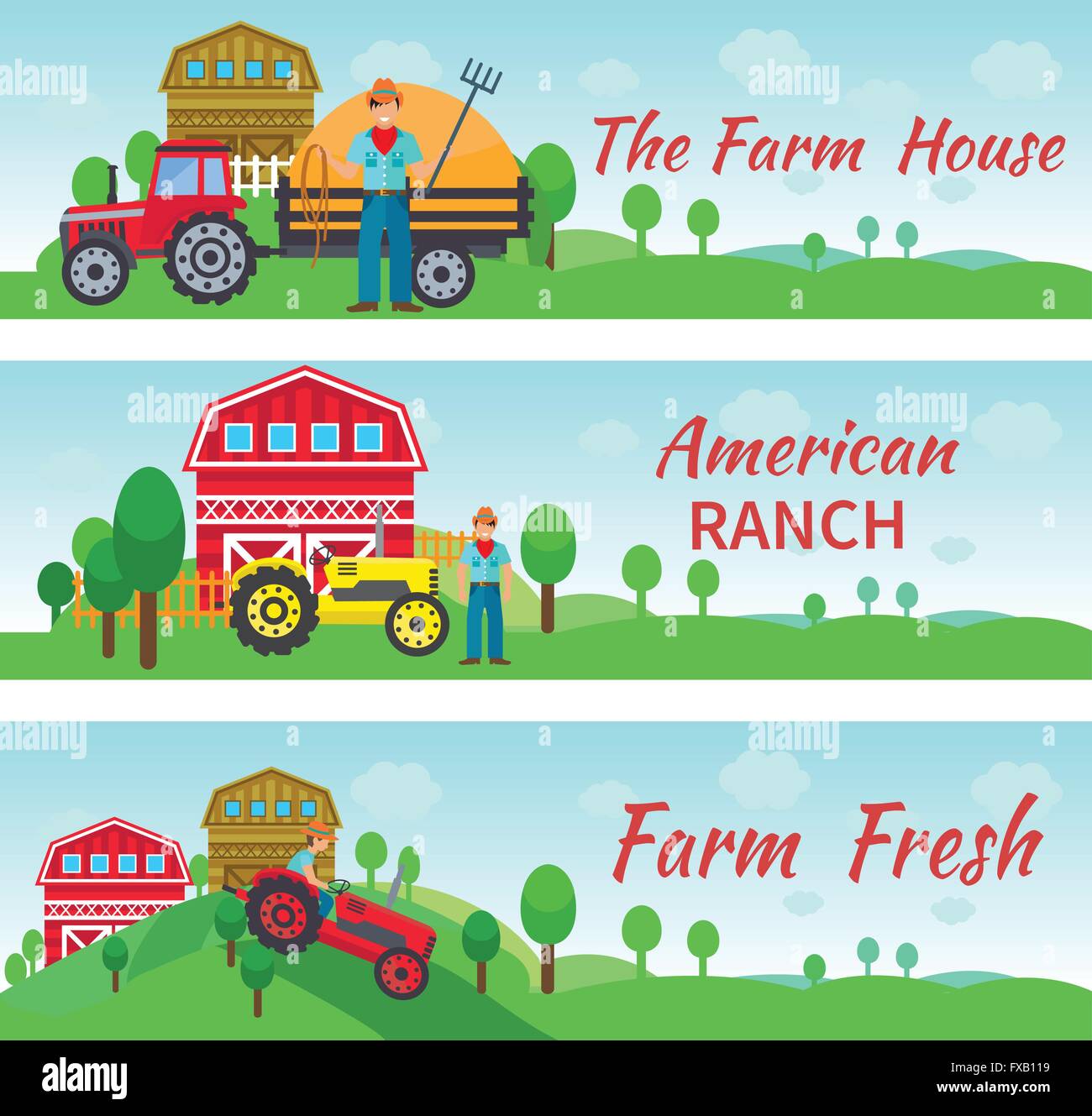 Tractor Driver Flat Banners Stock Vector Image & Art - Alamy