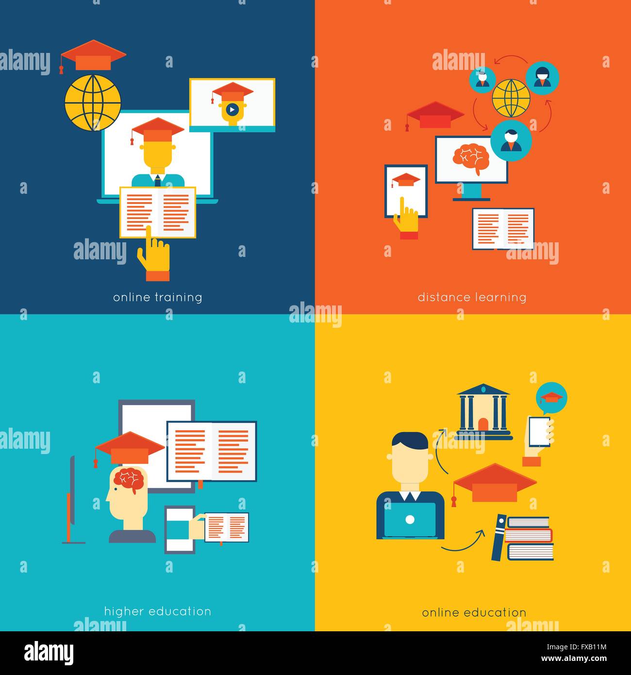 Online education flat Stock Vector Image & Art - Alamy