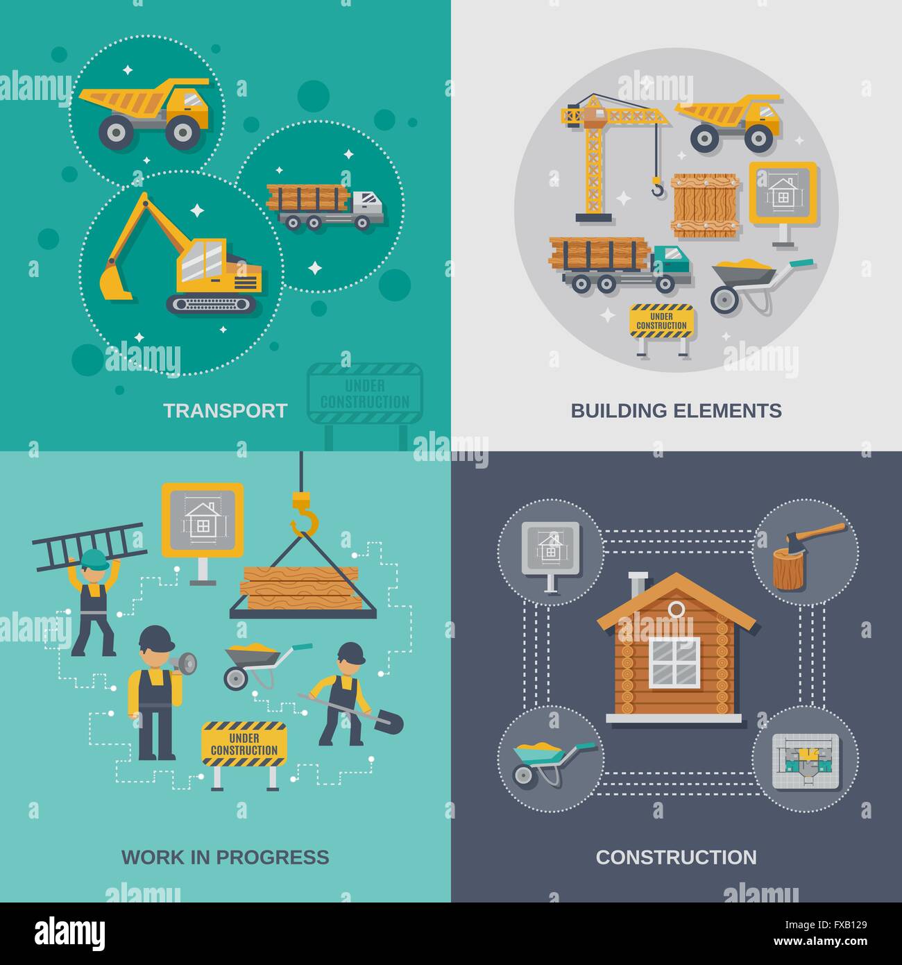Construction Flat Set Stock Vector Image & Art - Alamy