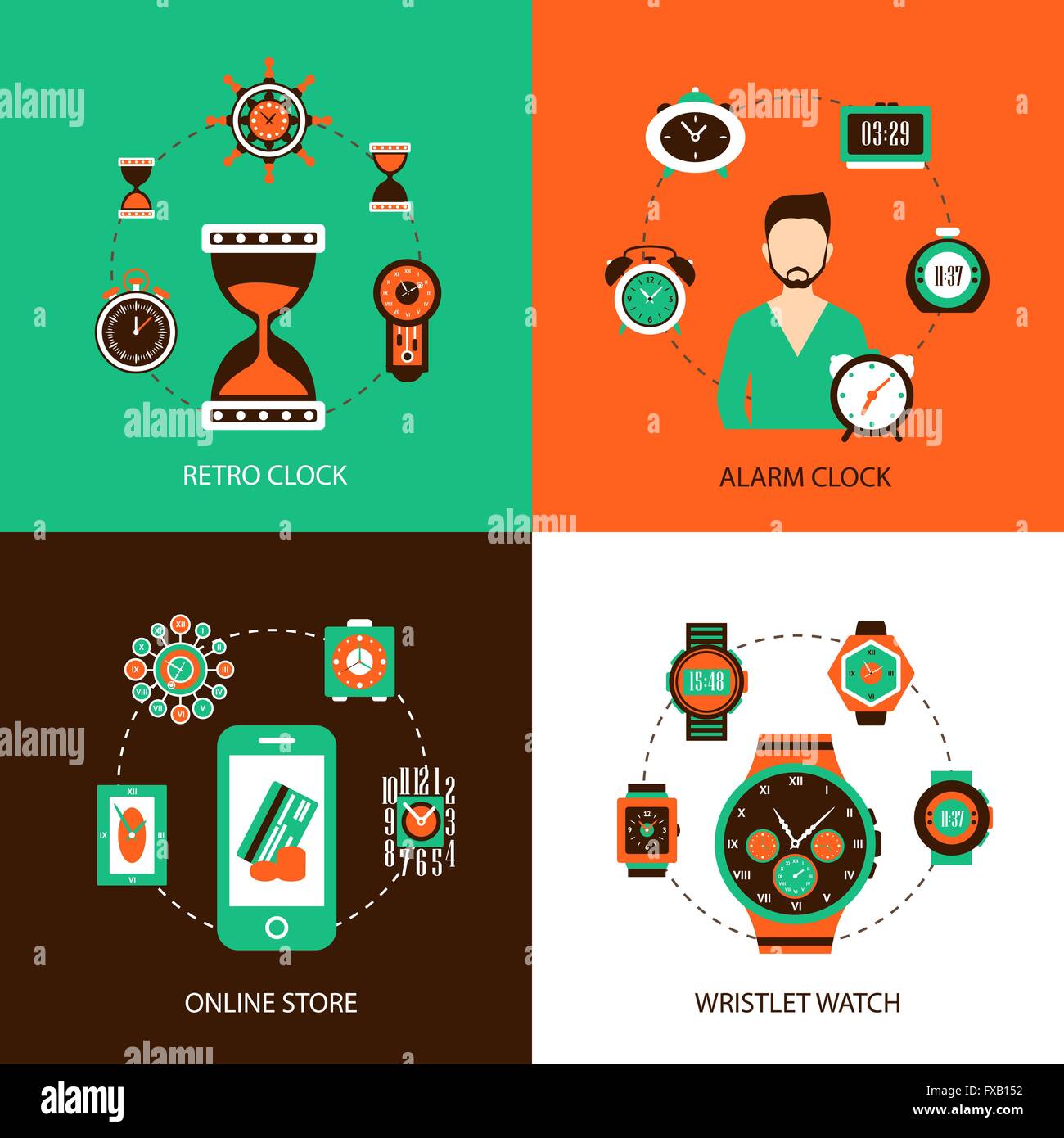 Clock Design Concept Set Stock Vector Image & Art - Alamy