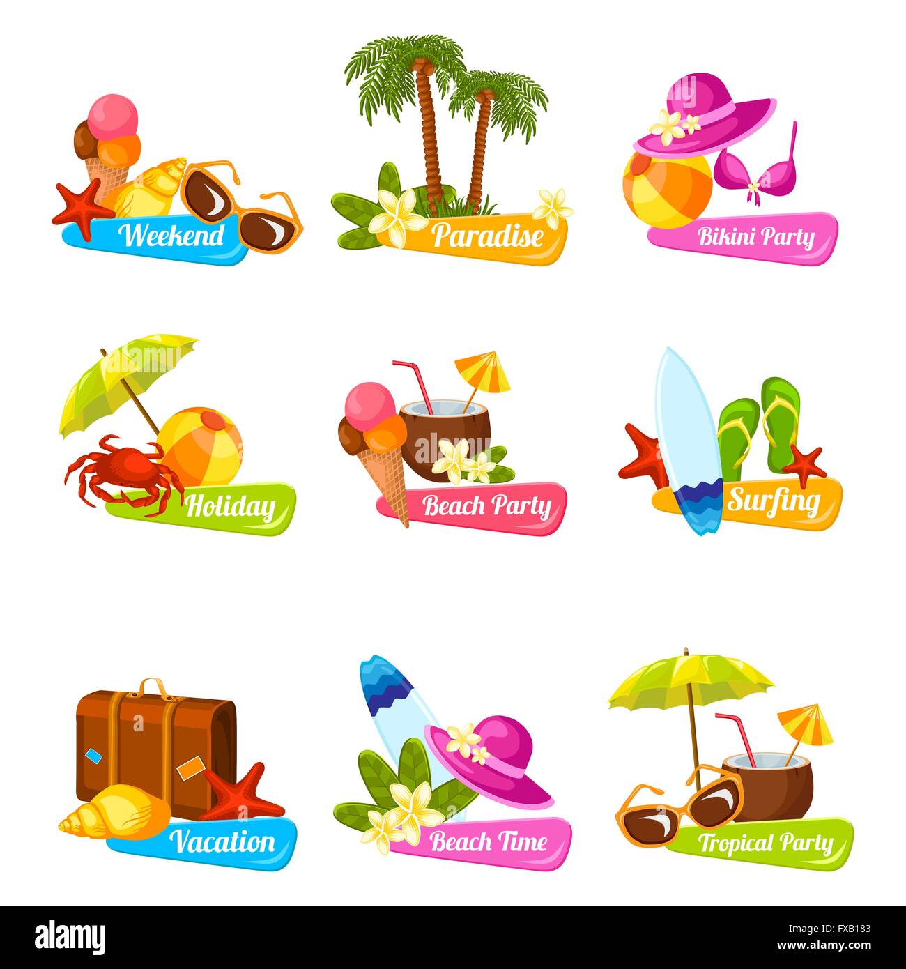 Beach emblem set Stock Vector Image & Art - Alamy