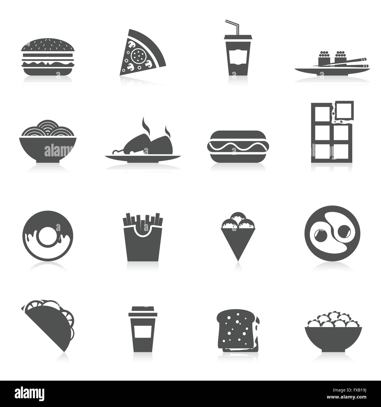 Fast Food Icons Black Stock Vector Image & Art - Alamy