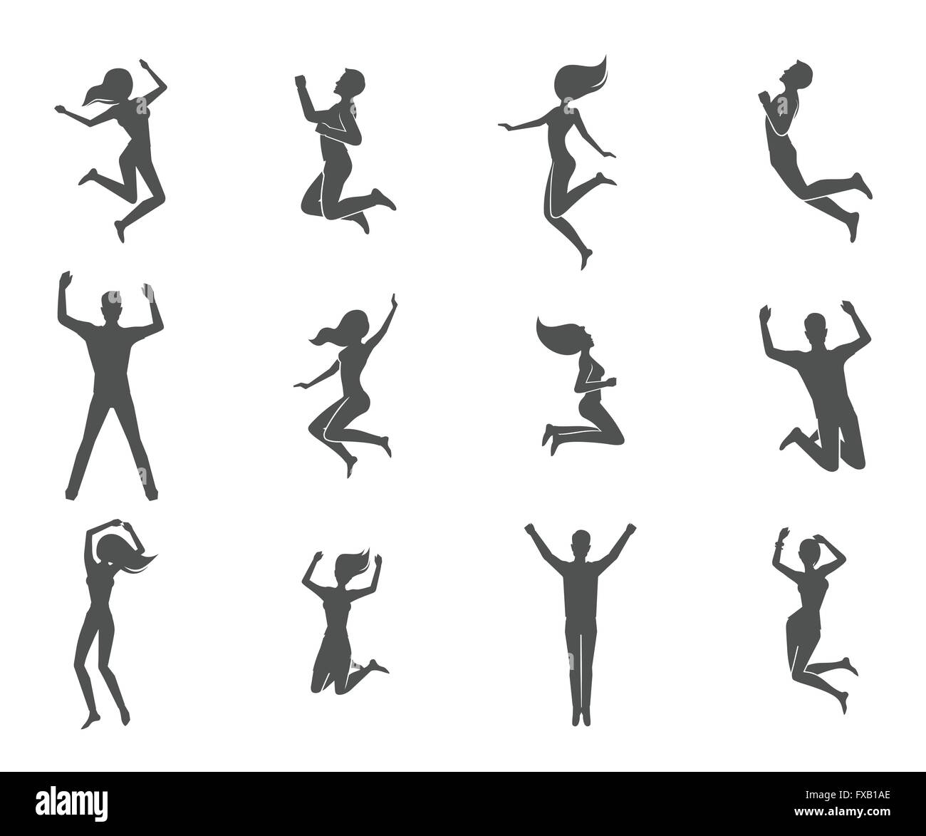 Cartoon happy boy jumping Black and White Stock Photos & Images - Alamy