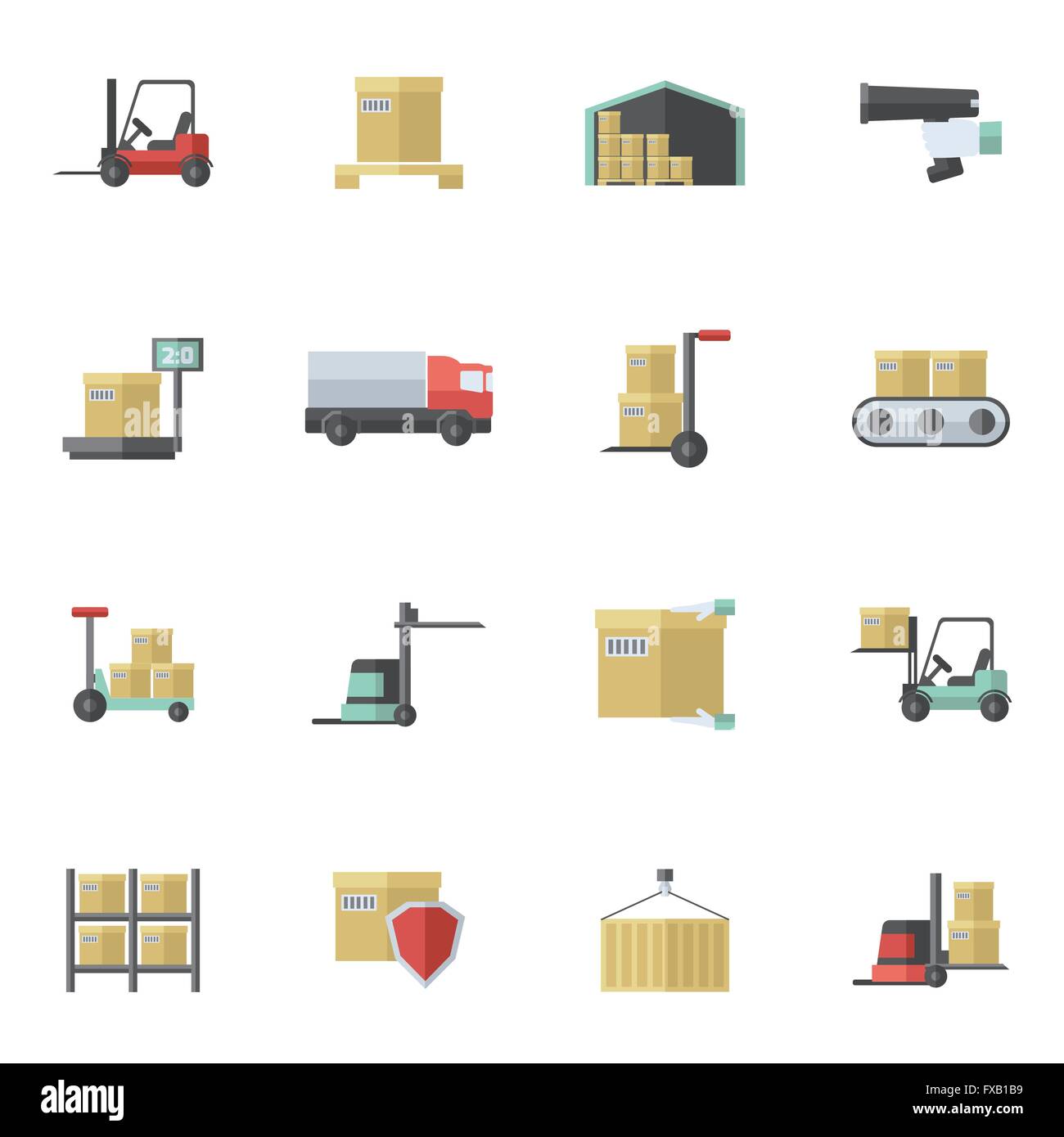 Warehouse Icons Flat Set Stock Vector Image & Art - Alamy