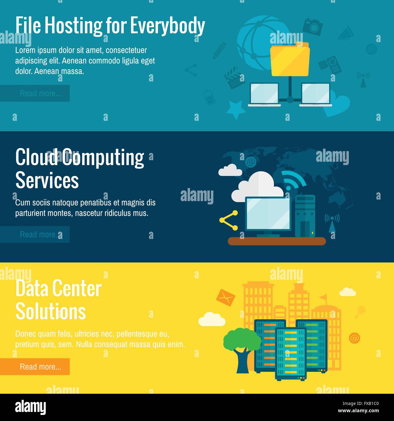 File hosting flat banners set Stock Vector Image & Art - Alamy