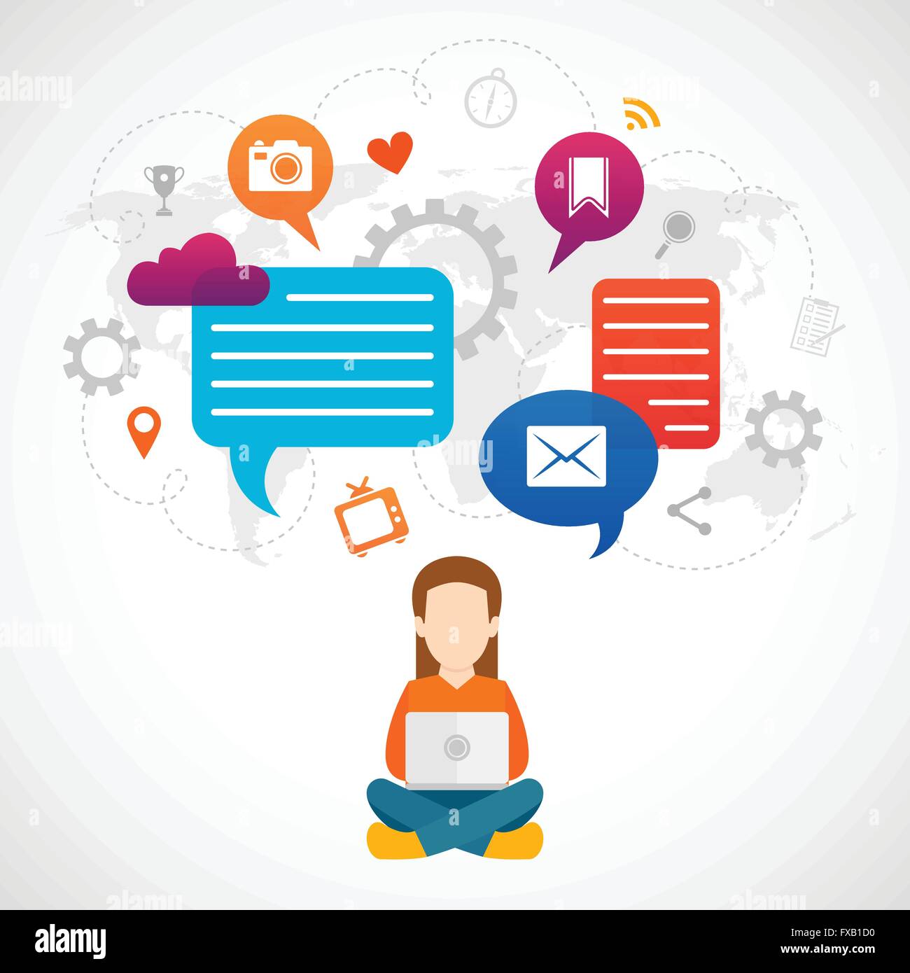 Woman working on laptop sofa Stock Vector Images - Alamy