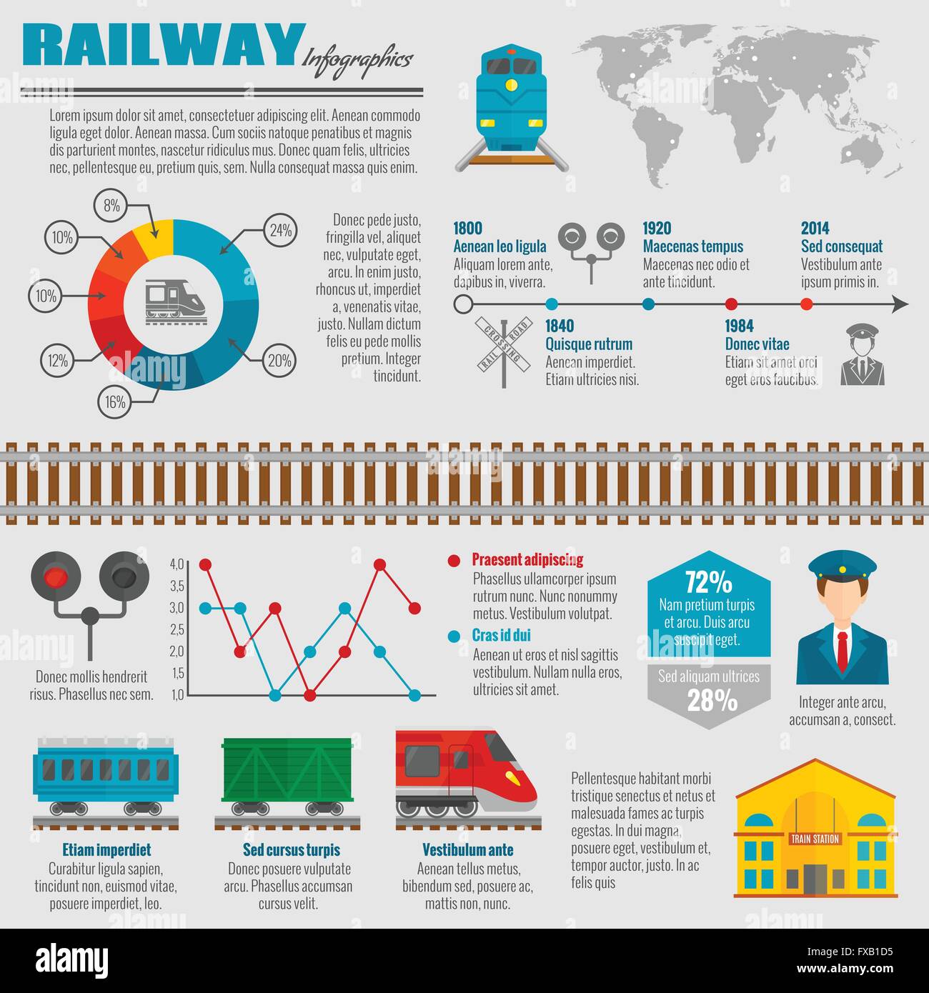 Railway Infographic Set Stock Vector Image & Art - Alamy