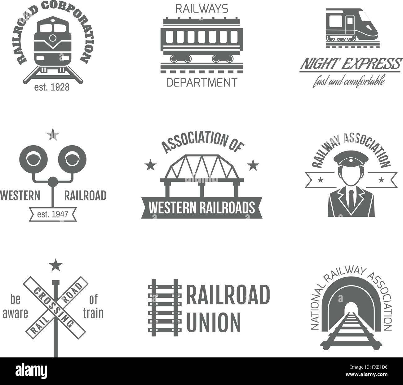 Railway Label Set Stock Vector Image & Art - Alamy