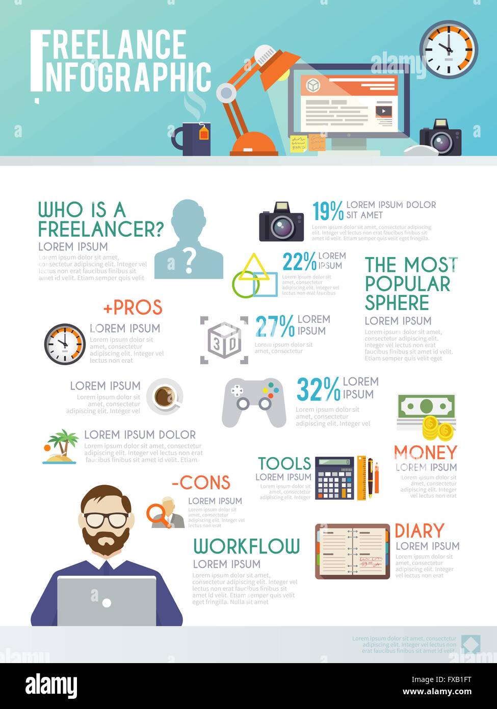 Freelance Infographic Set Stock Vector Image & Art - Alamy