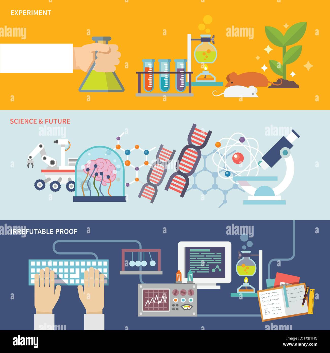 Science And Research Banner Set Stock Vector Image & Art - Alamy