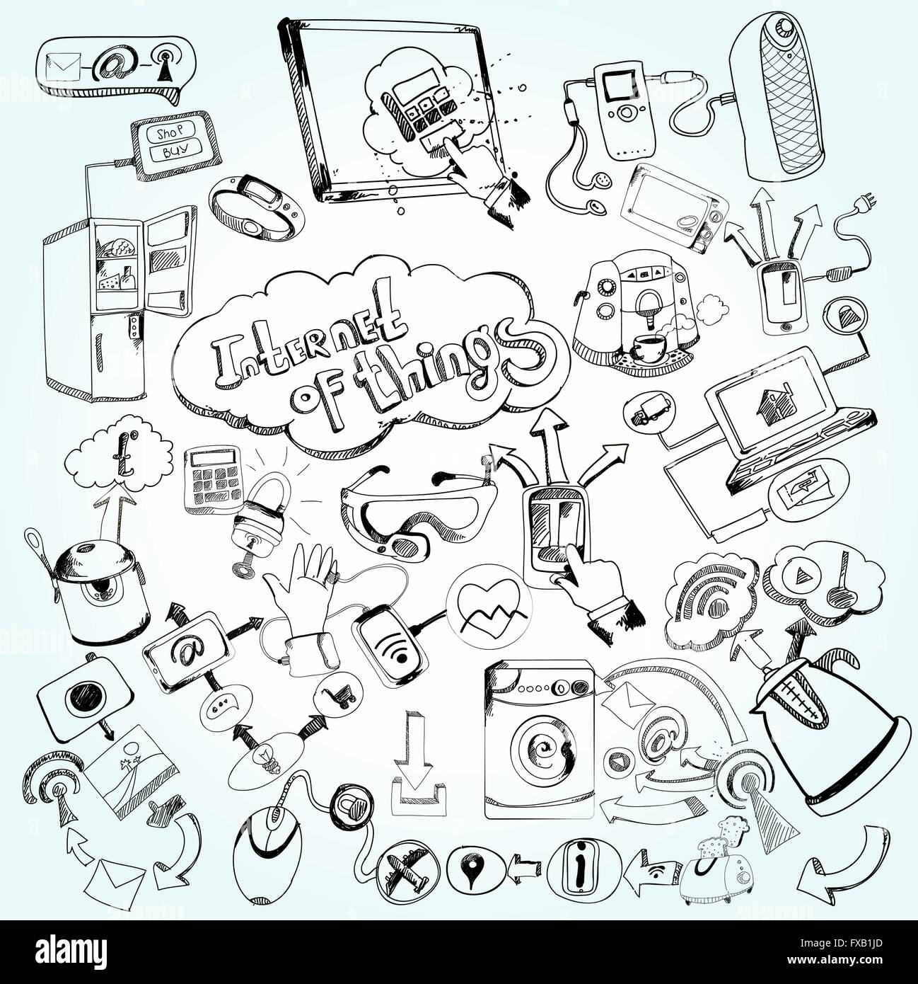 Internet Of Things Doodles Stock Vector Image & Art - Alamy
