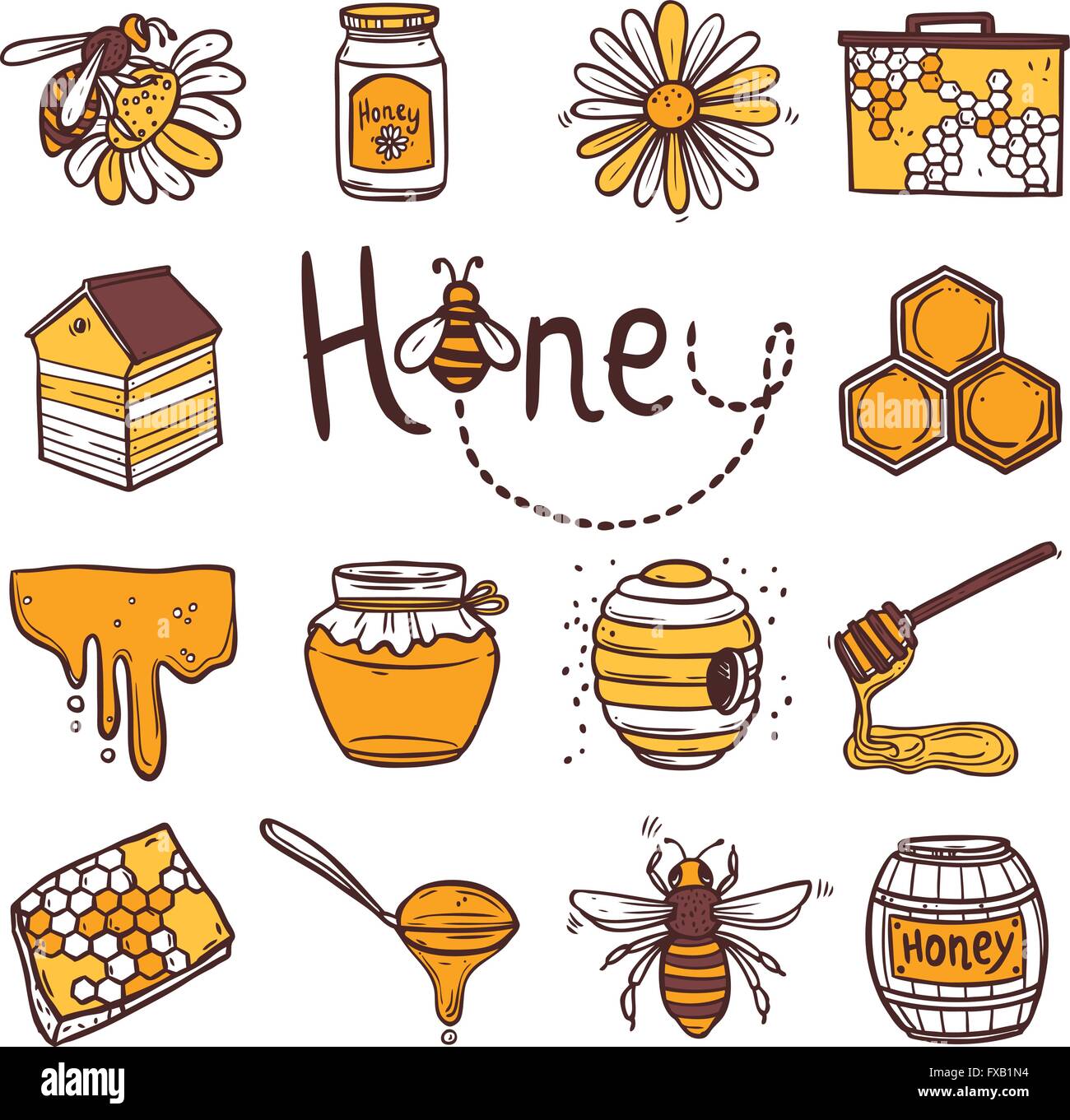 Honey Icons Set Stock Vector Image & Art - Alamy
