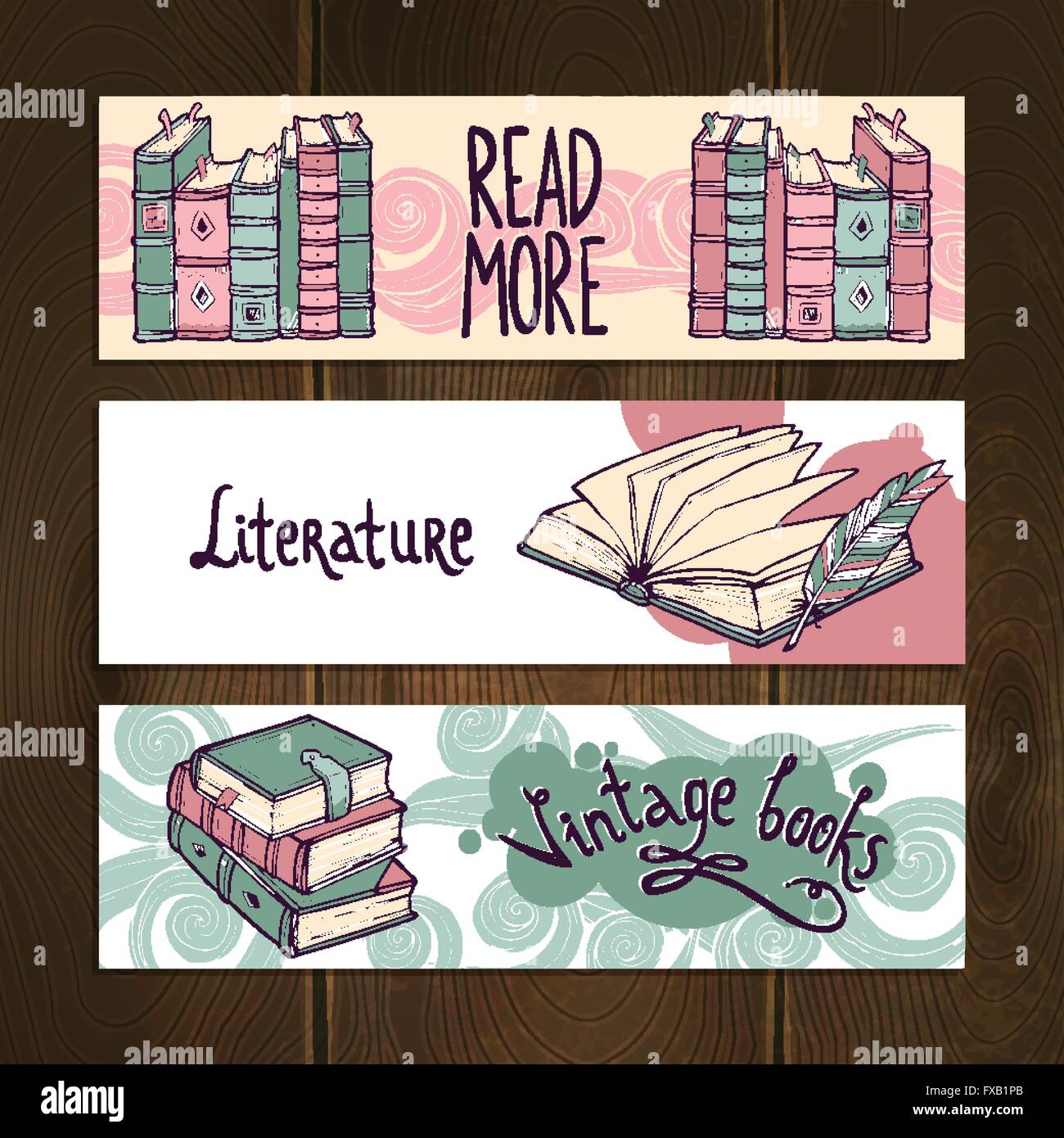 Retro Books Banner Set Stock Vector Image & Art - Alamy