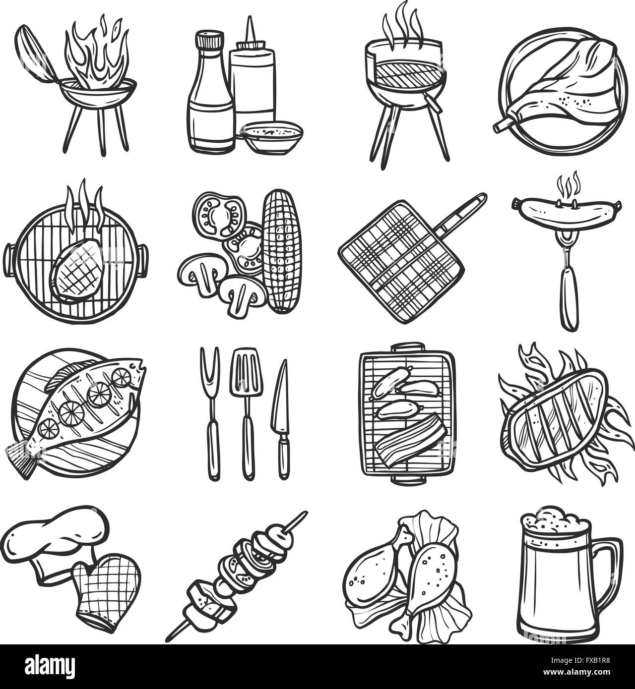 Bbq Grill Icons Set Stock Vector Image & Art - Alamy