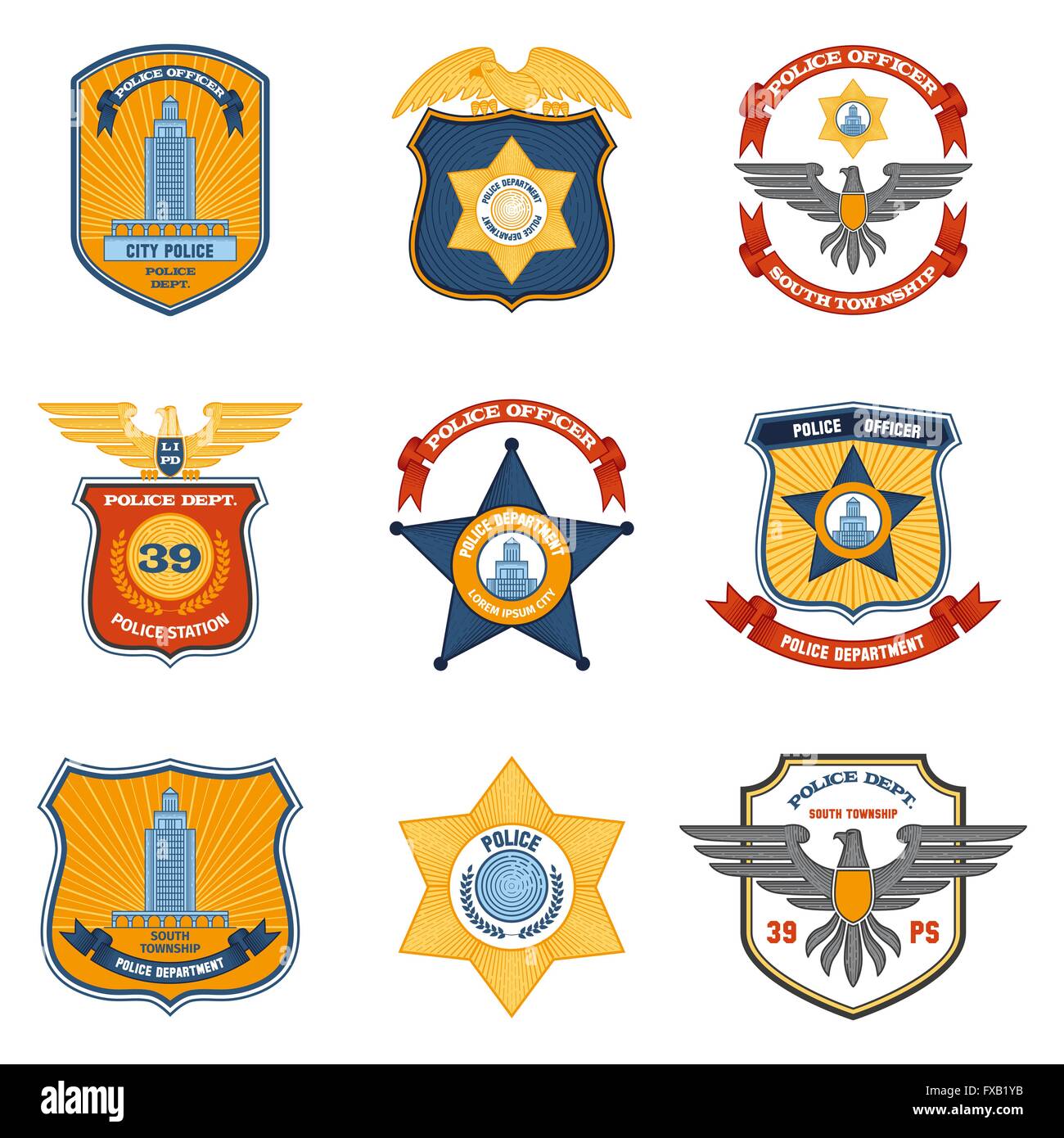Police Badges Colored Stock Vector Image & Art - Alamy