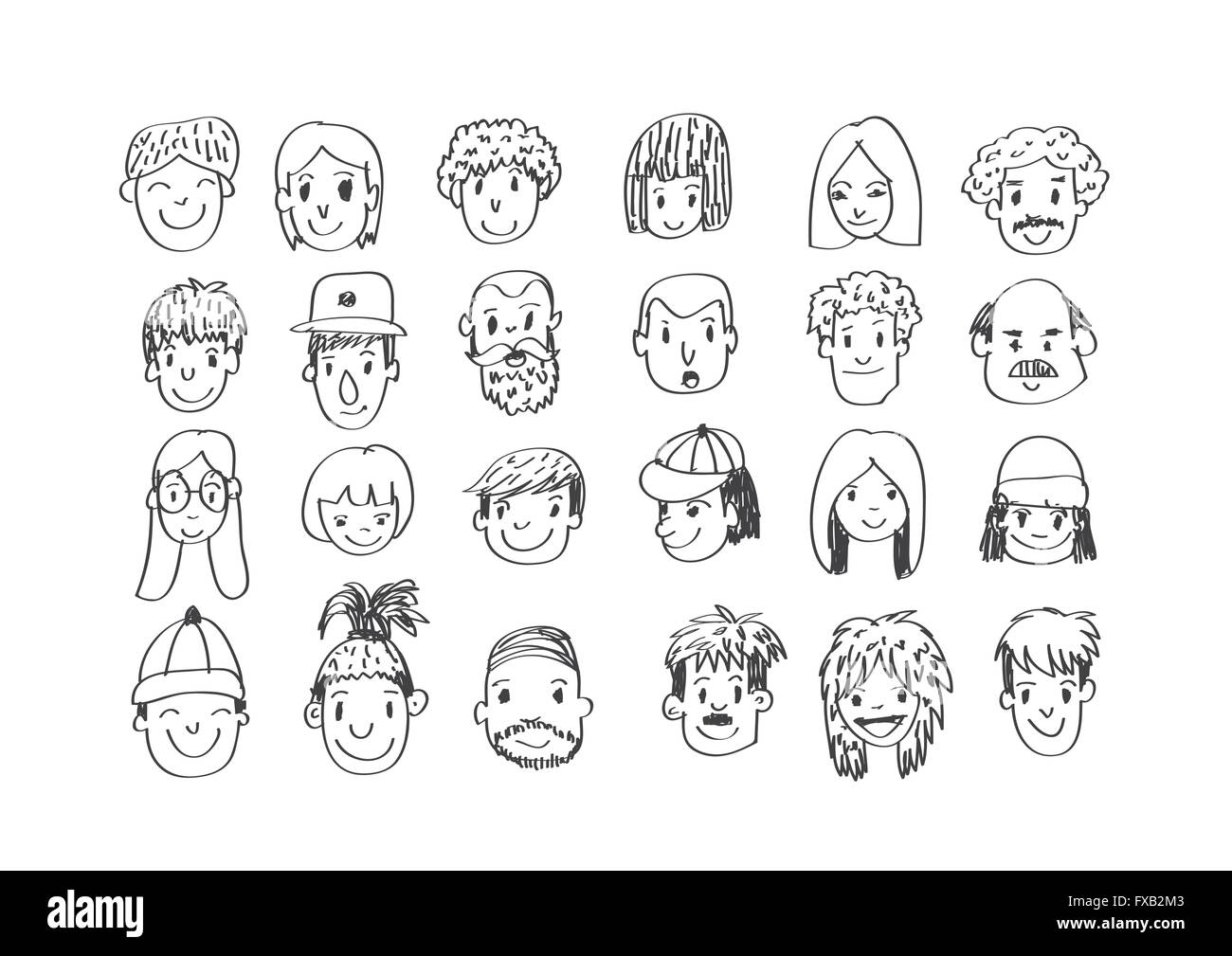 Set of various cartoon faces illustration Stock Vector Image & Art - Alamy
