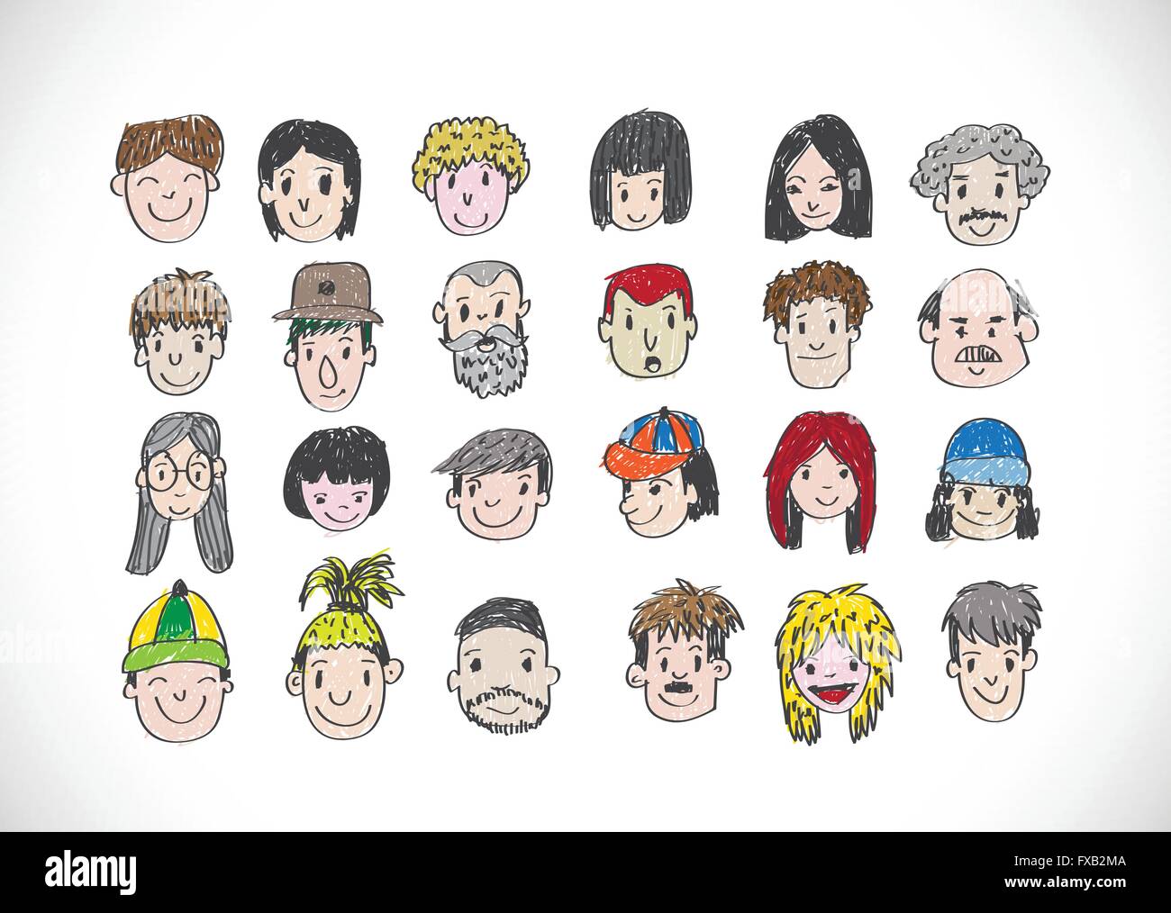 Set of various cartoon faces illustration Stock Vector Image & Art - Alamy