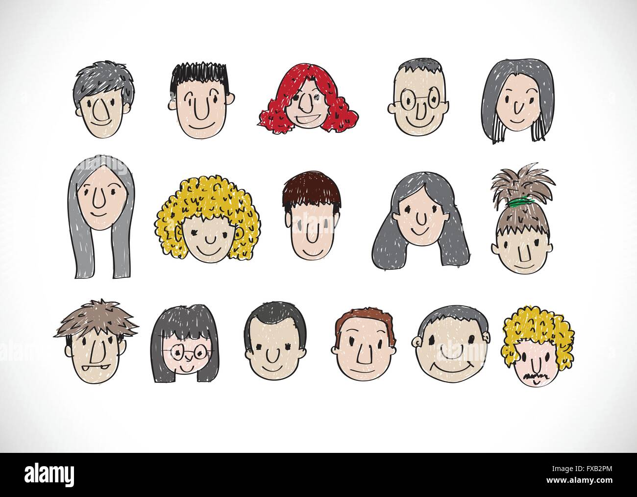 Set of various cartoon faces illustration Stock Vector Image & Art - Alamy