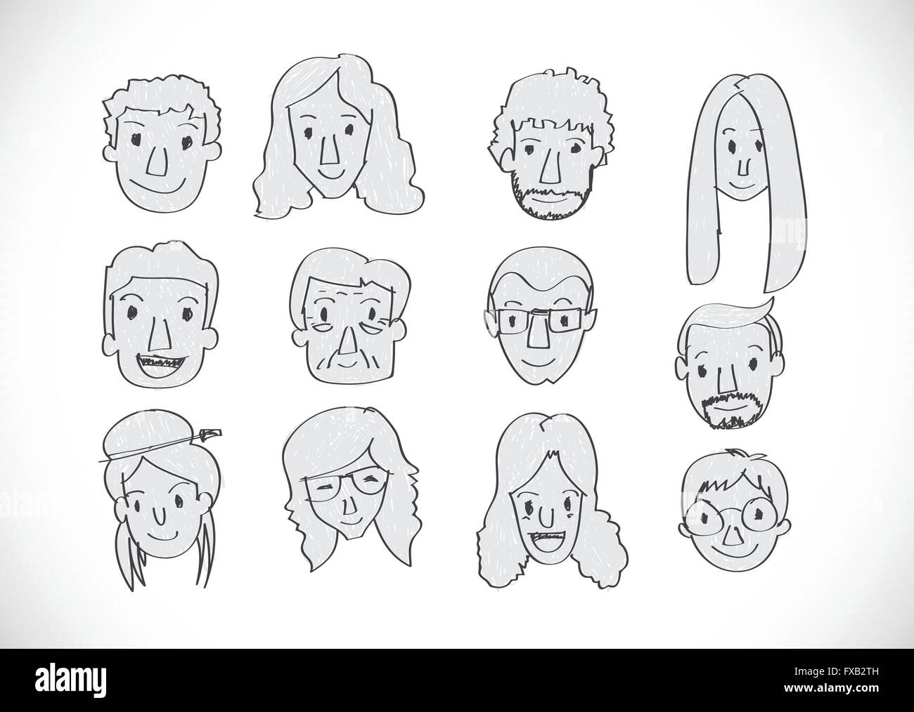Set of various cartoon faces illustration Stock Vector Image & Art - Alamy