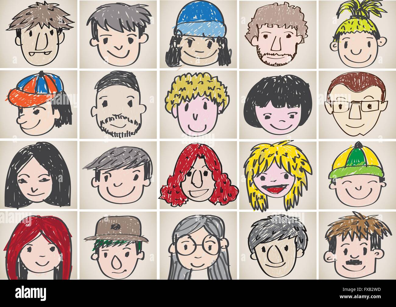 Set of various cartoon faces illustration Stock Vector Image & Art - Alamy